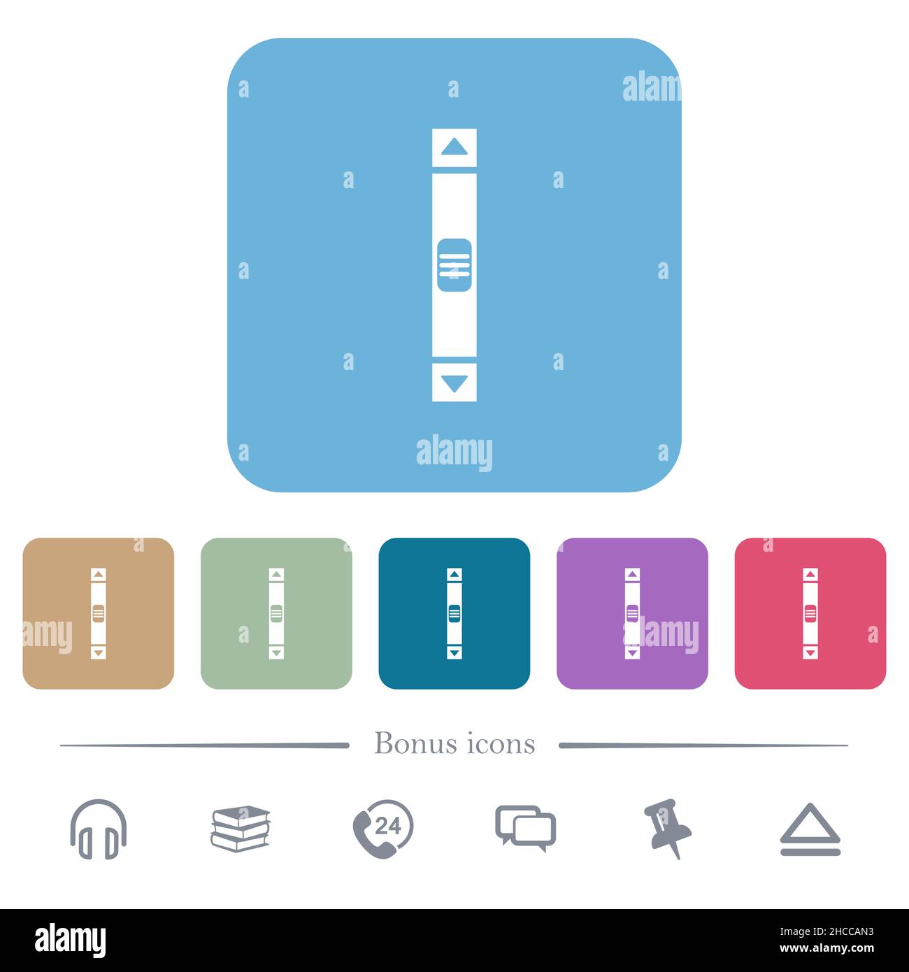 Vertical scroll bar white flat icons on color rounded square ... Vertical scroll bar white flat icons on color rounded square ...
