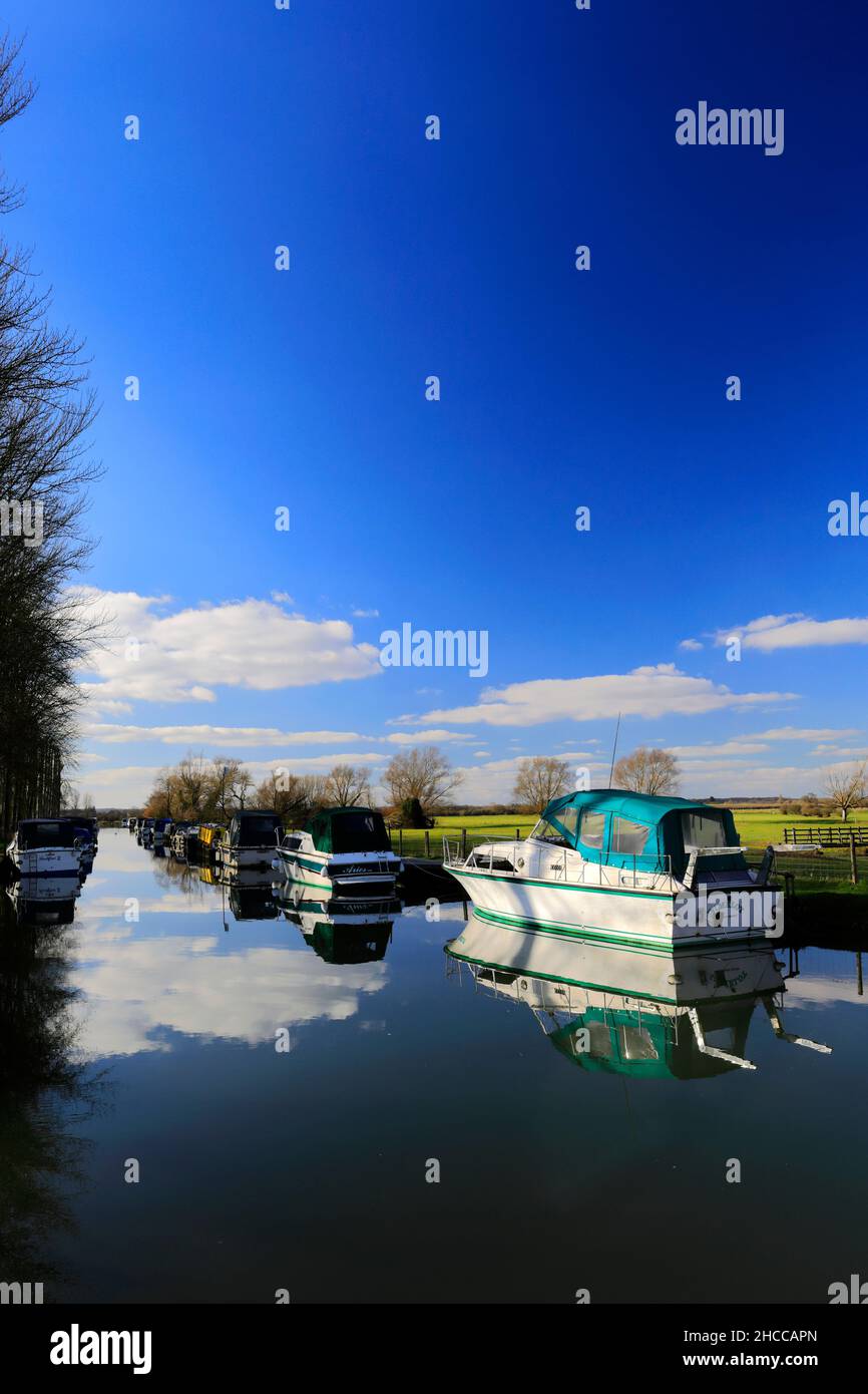 Pleasure boats on the river Nene, Warmington watermill, Warmington ...