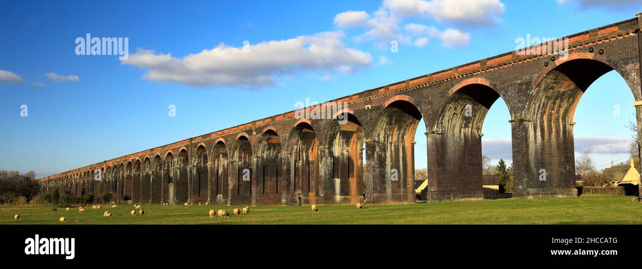 The Harringworth railway viaduct; River Welland valley ...