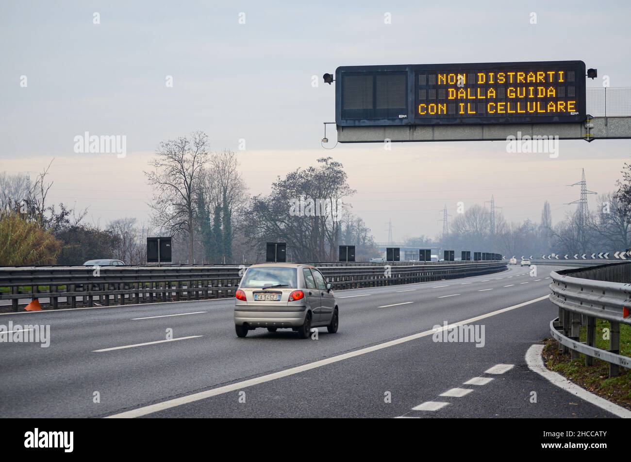 Milan A8 Motorway Milano Laghi, Italy - December 26th 2021 Telepass ...