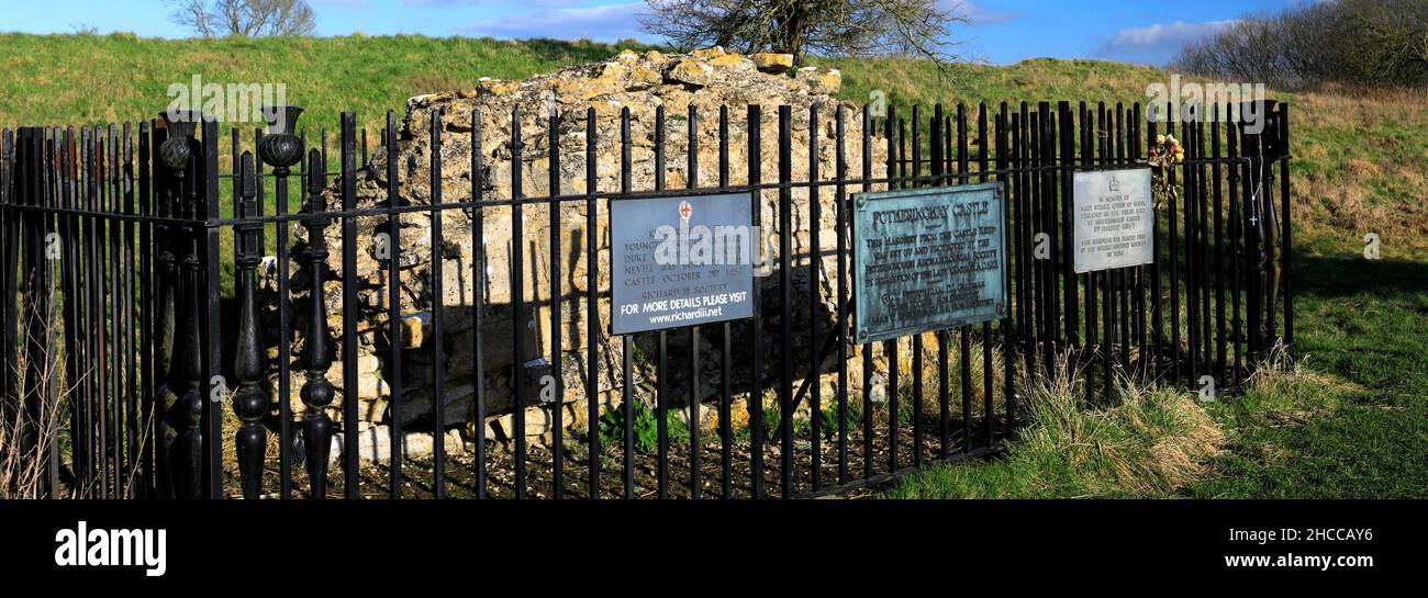 The ruins of Fotheringhay Castle, river Nene, Fotheringhay village ...