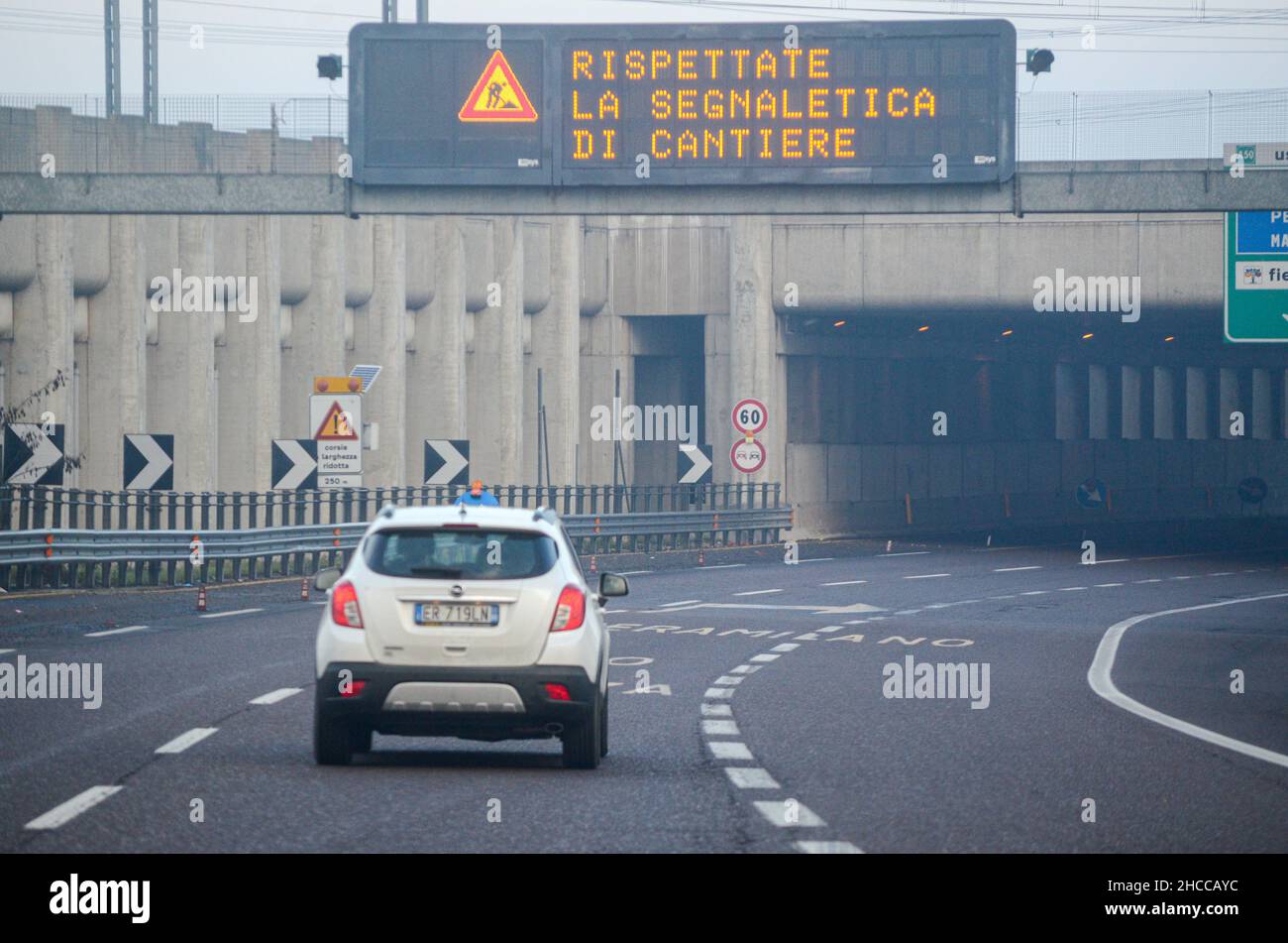 Milan A8 Motorway Milano Laghi, Italy - December 26th 2021 Telepass ...