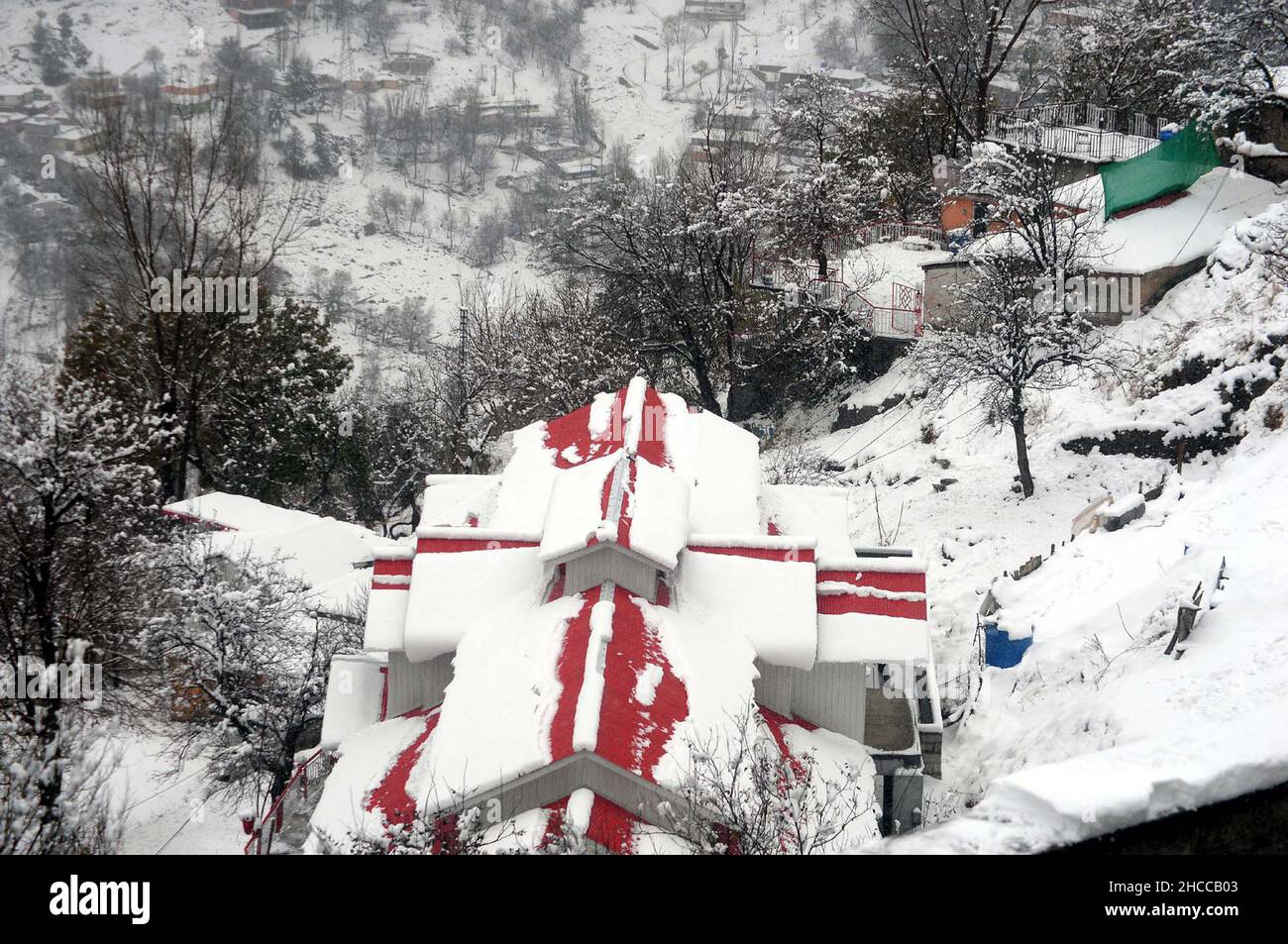 An eye-catching view of a snow covered area during the heavy snowfall ...