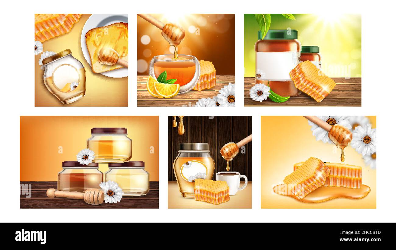 Honey bee food product ad set vector Stock Vector Image & Art - Alamy