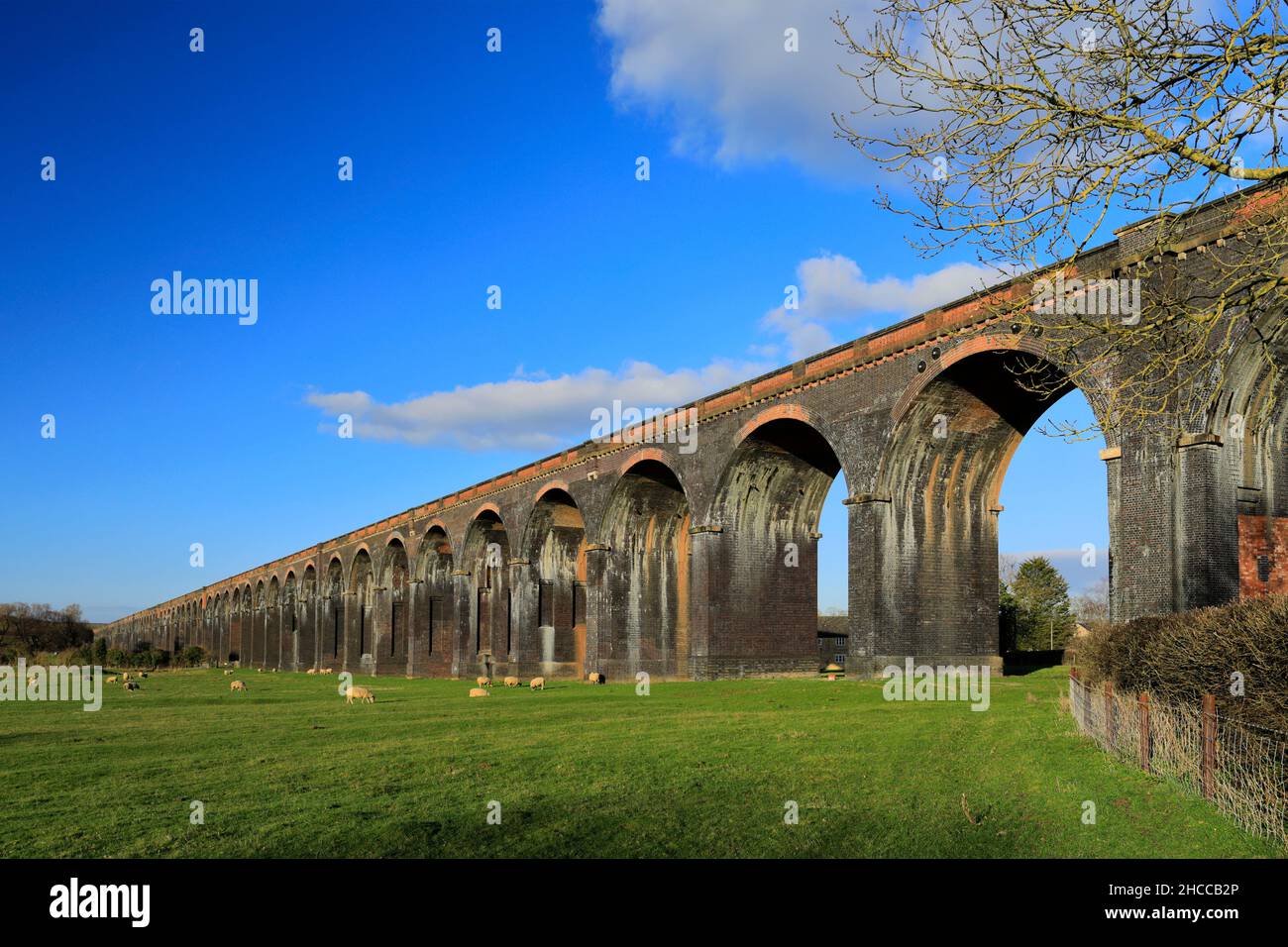 The Harringworth railway viaduct; River Welland valley ...
