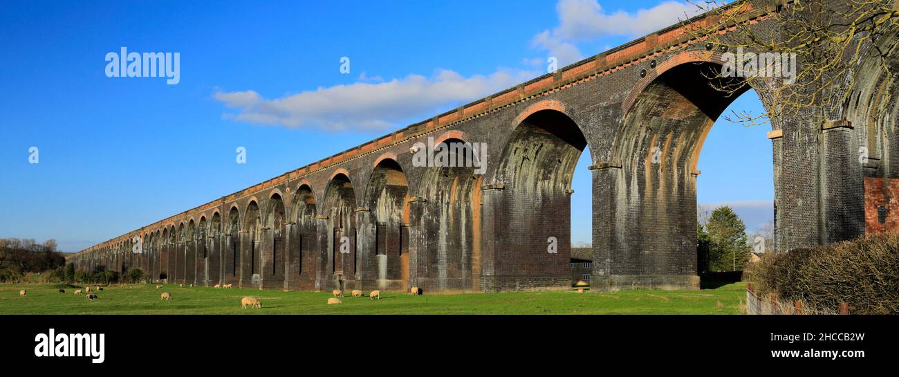 The Harringworth railway viaduct; River Welland valley ...