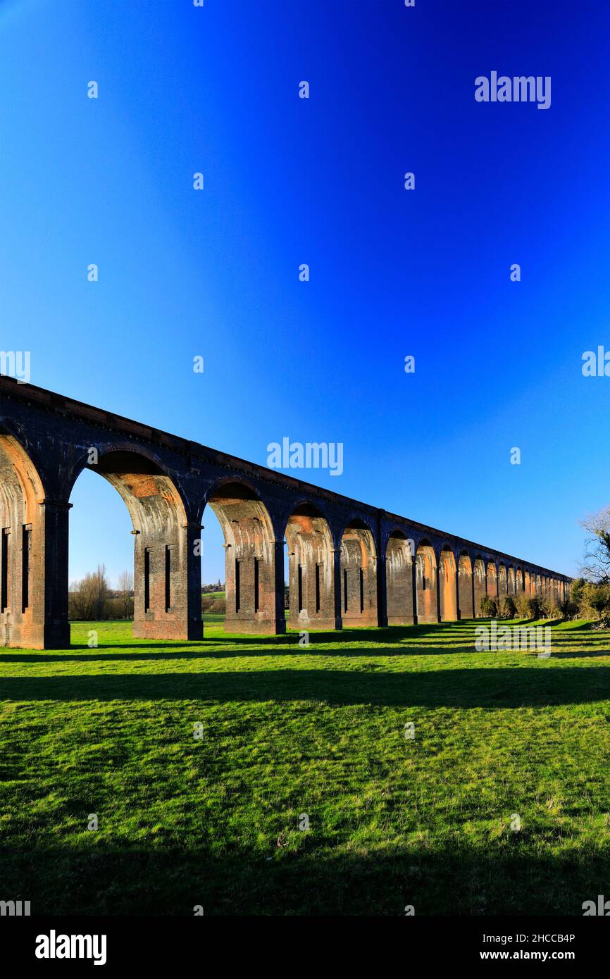The Harringworth railway viaduct; River Welland valley ...