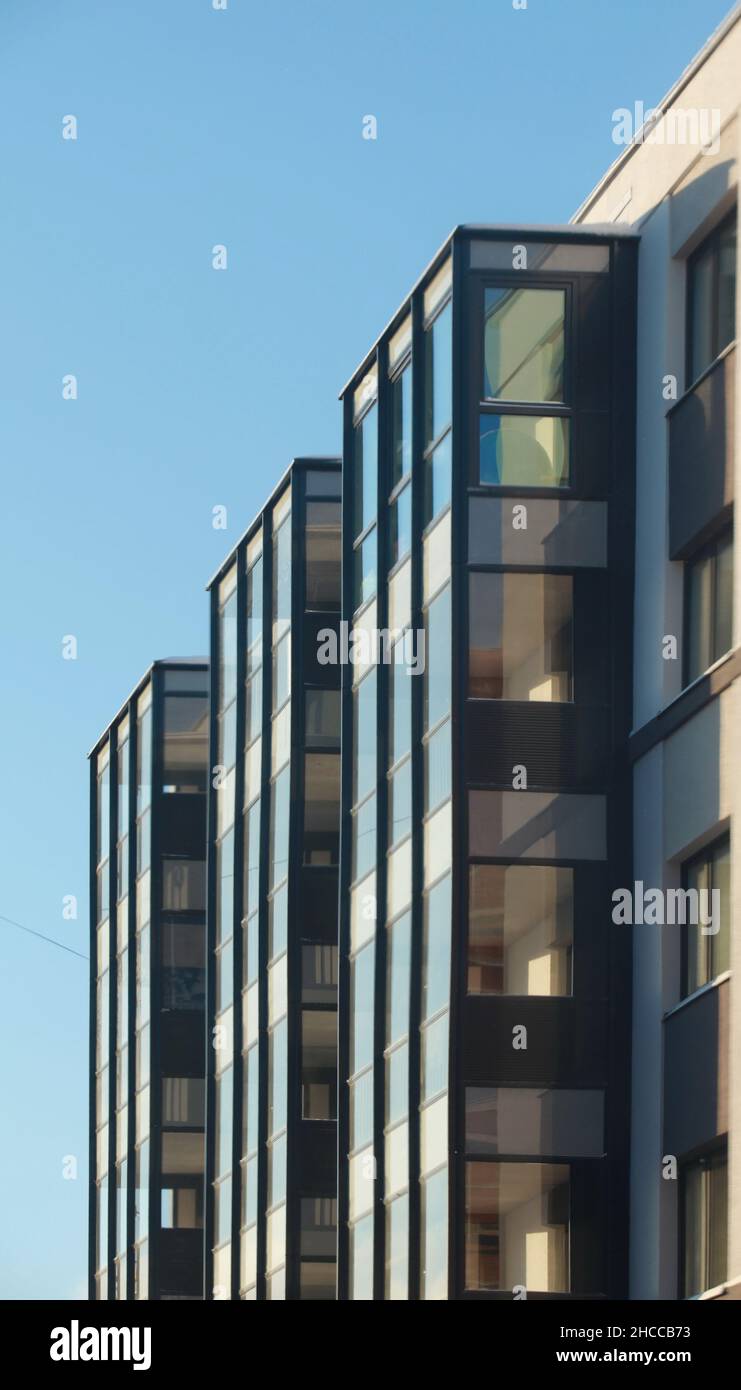 building against a blue sky low angle of view, minimalism in ...
