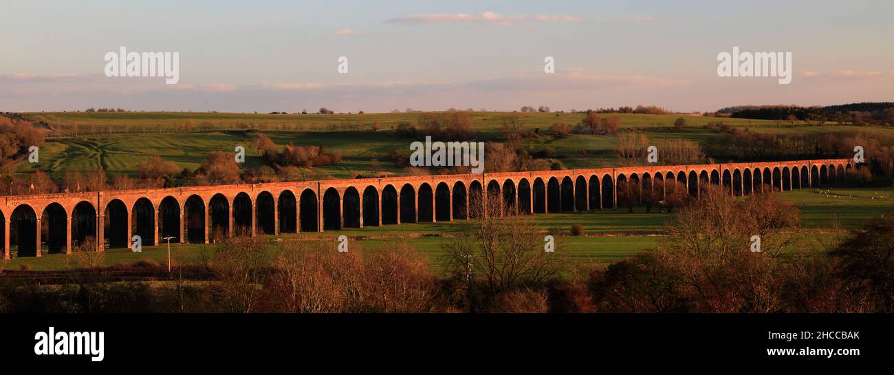 The Harringworth railway viaduct; River Welland valley ...