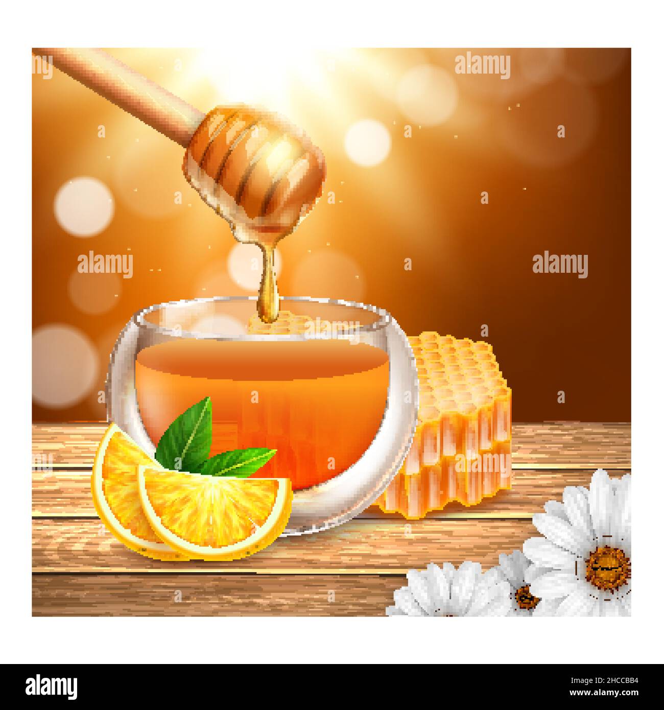 Honey bee food product poster vector Stock Vector Image & Art - Alamy