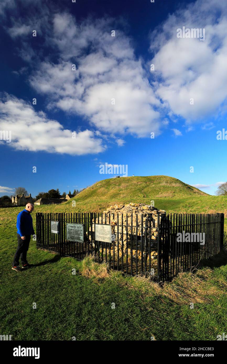 The ruins of Fotheringhay Castle, river Nene, Fotheringhay village ...