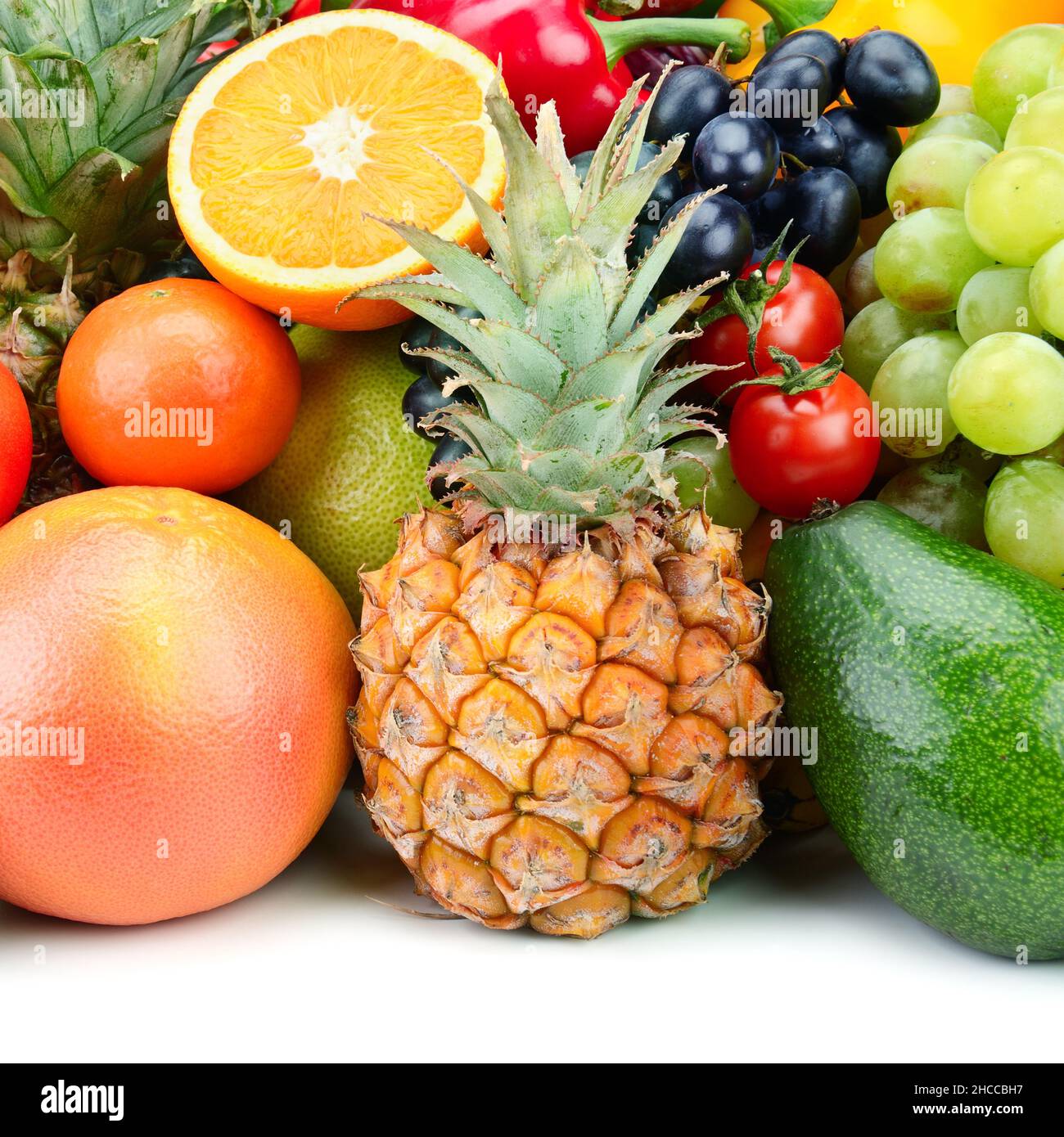 set fruit and vegetable isolated on white background Stock Photo - Alamy