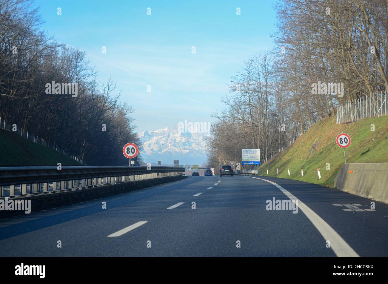 Milan A8 Motorway Milano Laghi, Italy - December 26th 2021 Telepass ...