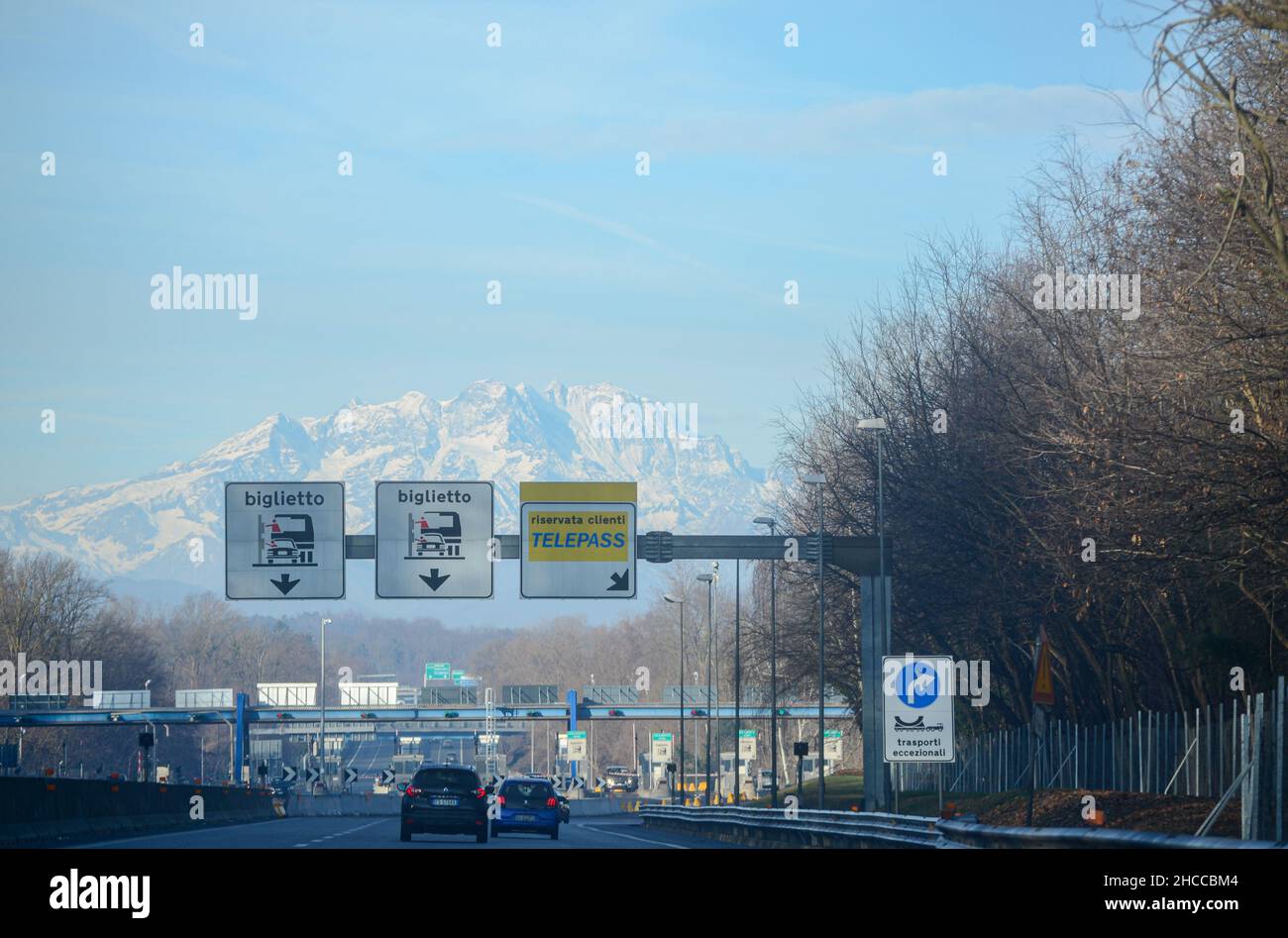 Milan A8 Motorway Milano Laghi, Italy - December 26th 2021 Telepass ...