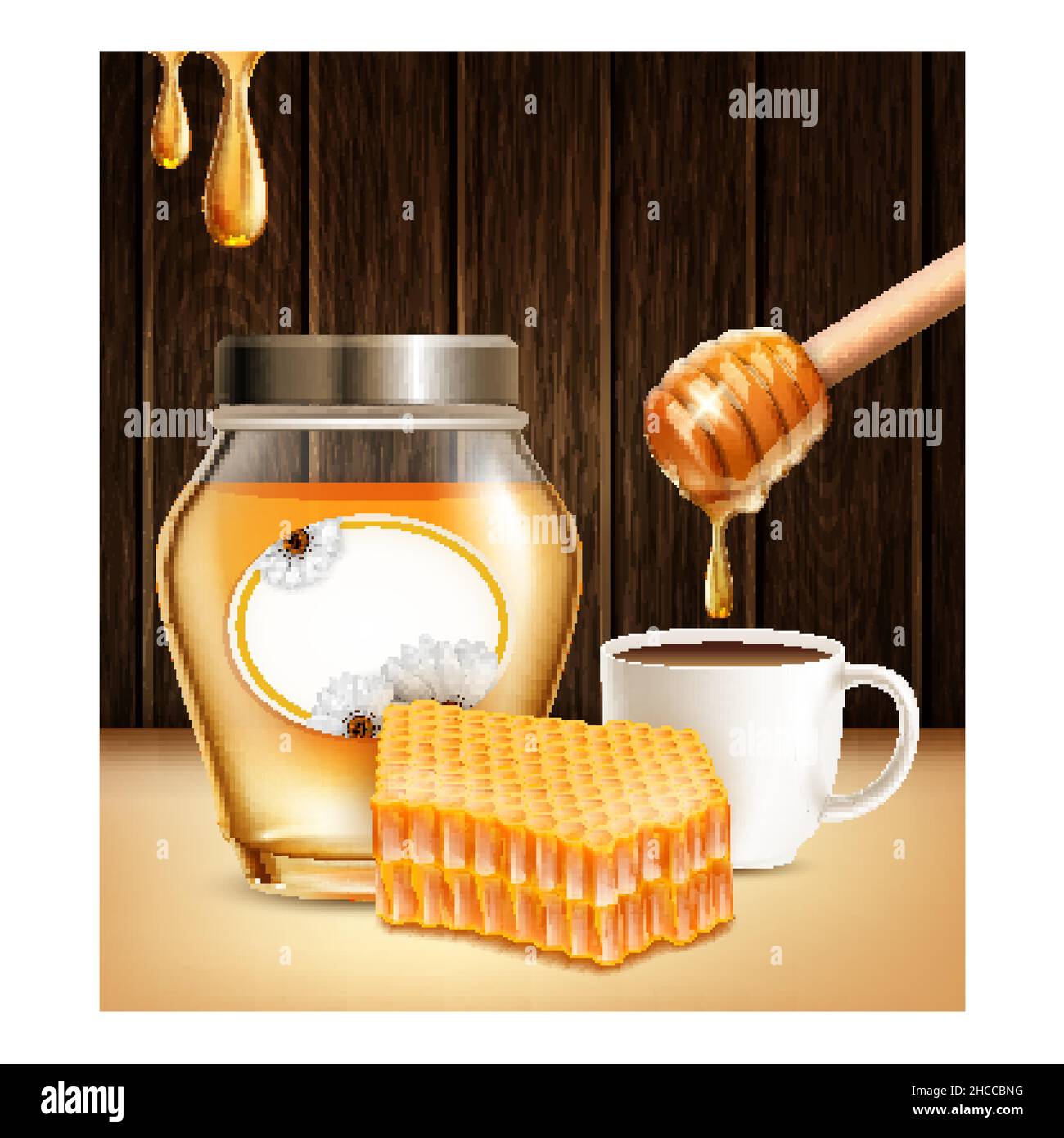 Honey bee food product banner vector Stock Vector Image & Art - Alamy