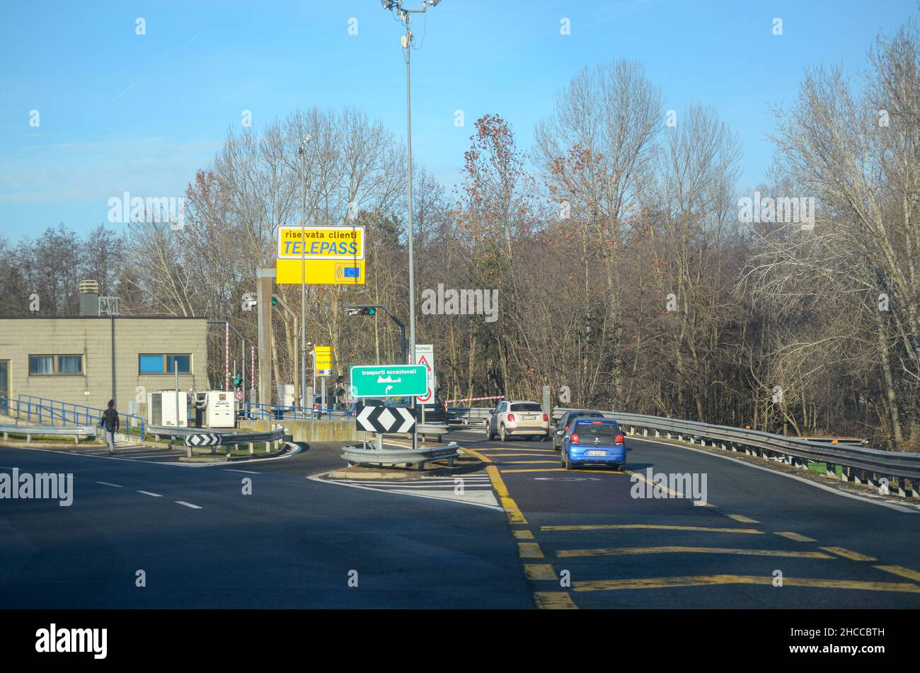 Milan A8 Motorway Milano Laghi, Italy - December 26th 2021 Telepass ...