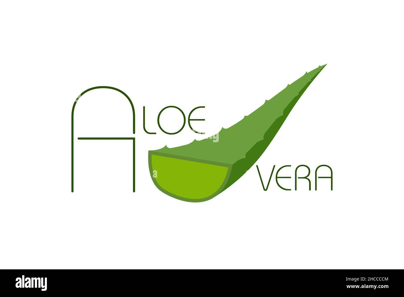 Aloe Vera green logo icon for natural organic product package label ...
