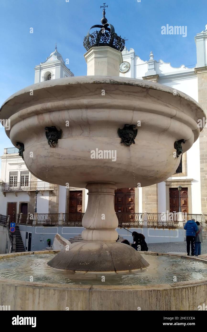 15th-century Renaissance water fountain, the Henriquina, in the Giraldo ...