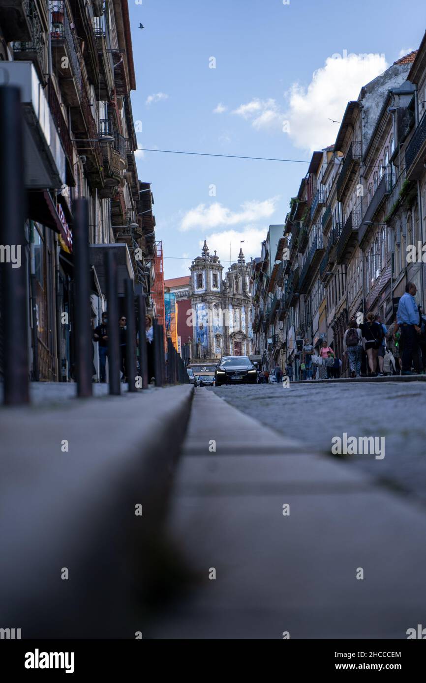 Vertical shot of the street in Porto. Portugal Stock Photo - Alamy