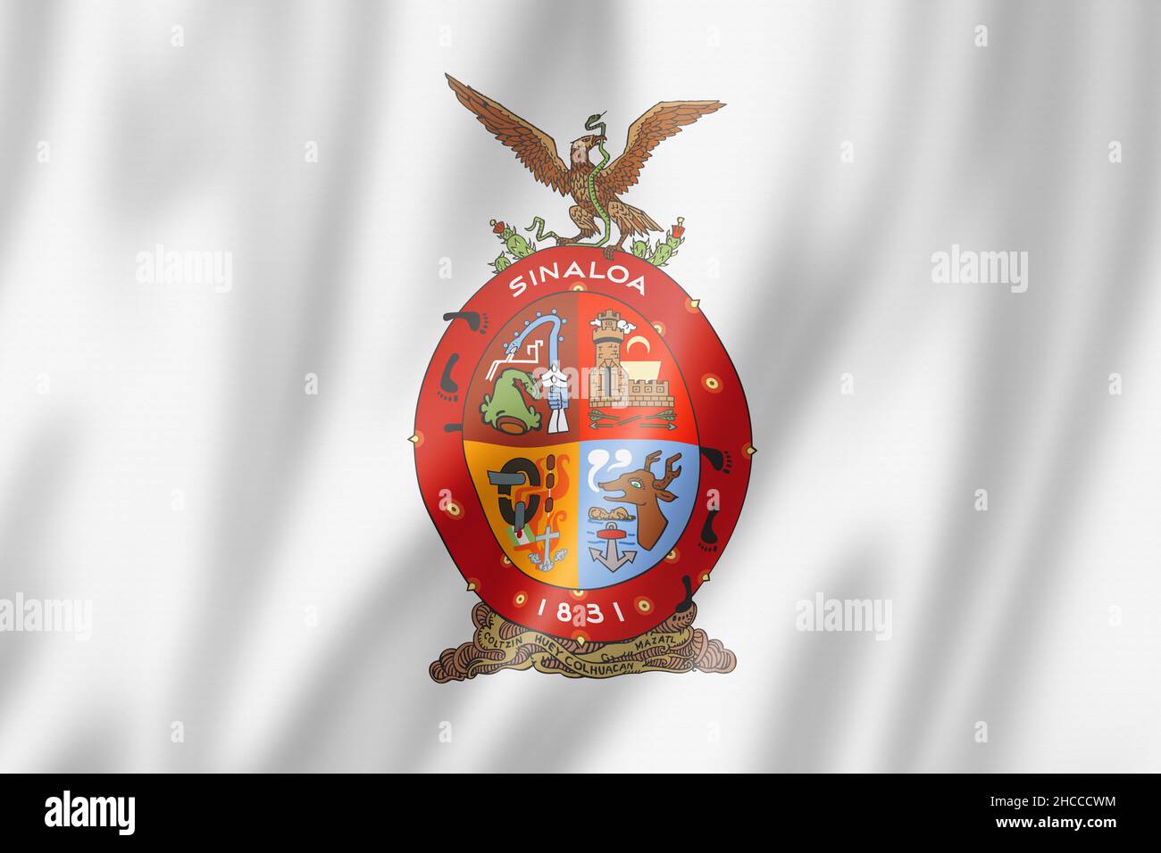 Sinaloa state flag, Mexico waving banner collection. 3D illustration ...