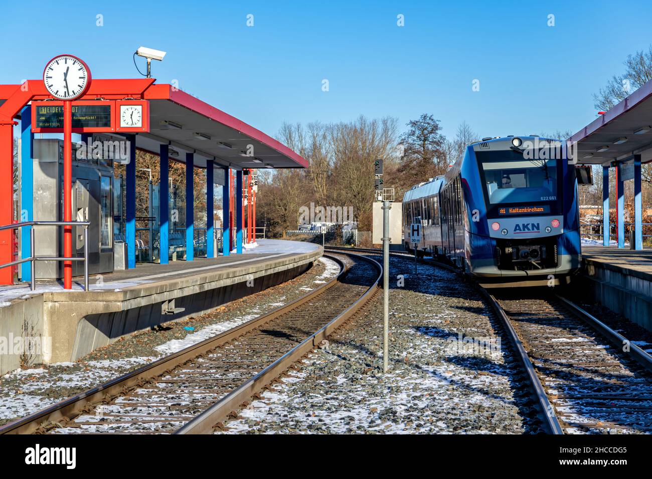 AKN Alstom LINT 54 train at Kaltenkirchen Süd station. AKN operates ...
