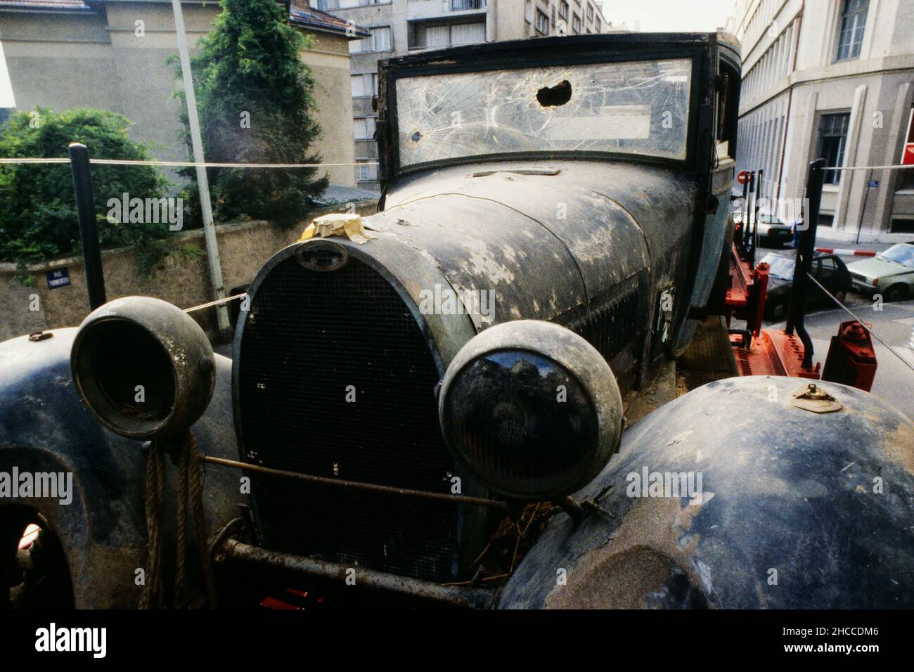 Wreck of vintage Bugatti, Lyon, France, 1990 Stock Photo - Alamy
