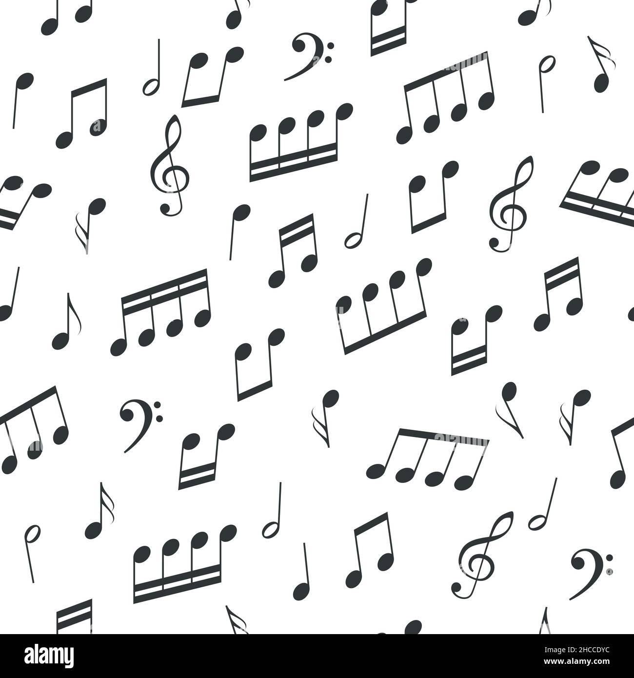 Seamless pattern black notes silhouettes. Musical graphic elements ...