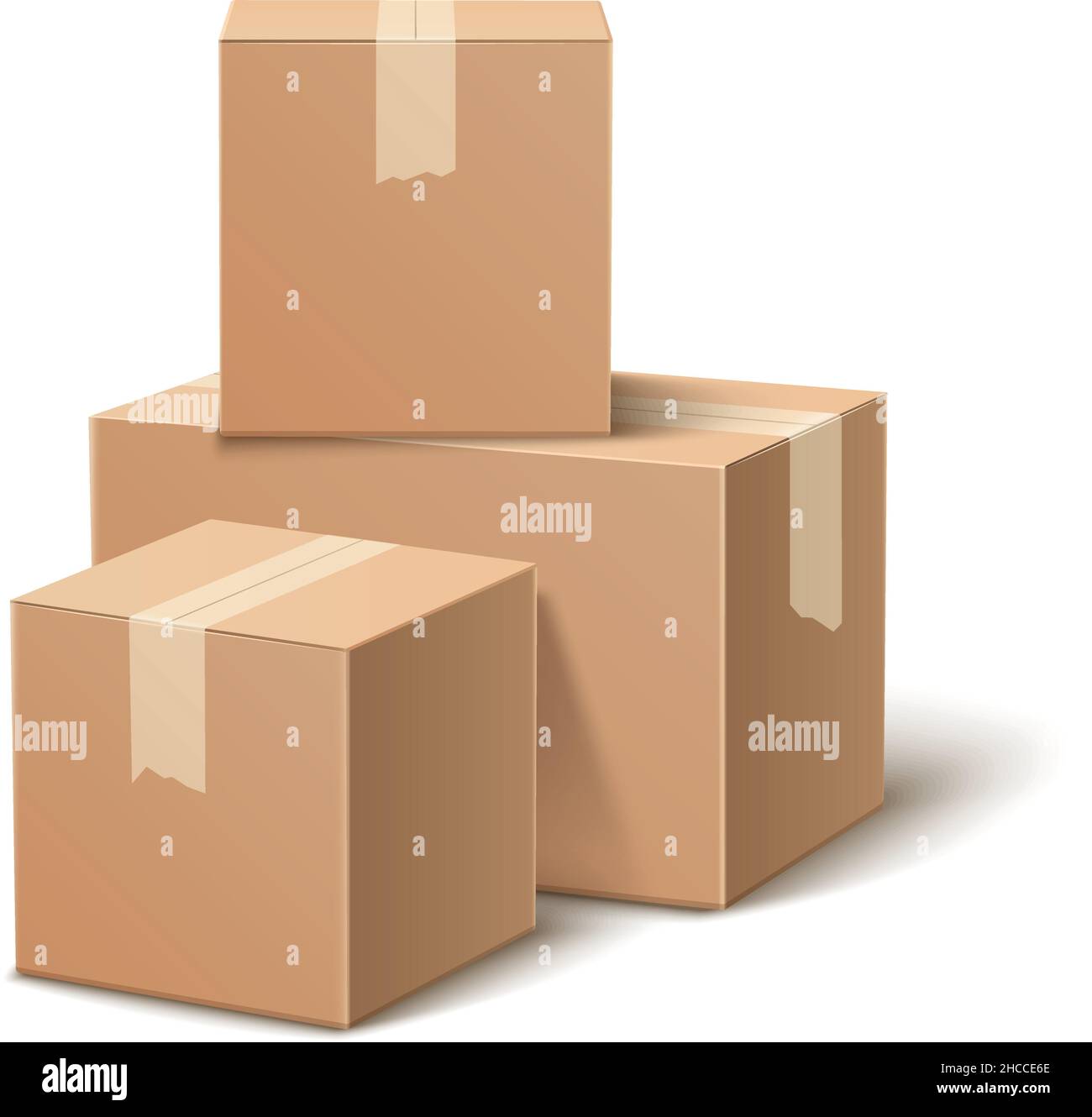 Cardboard box pile. Blank closed parcels in realistic style Stock ...