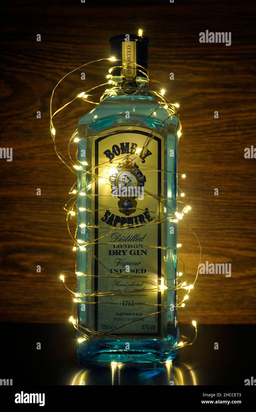 MOSCOW, RUSSIA - DECEMBER 27, 2021: A bottle of imported Bombay ...