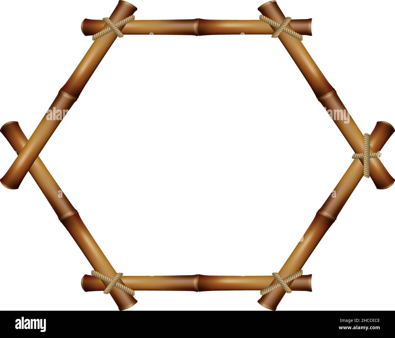 Bamboo stem border. Wooden stick frame with ropes Stock Vector Image ...