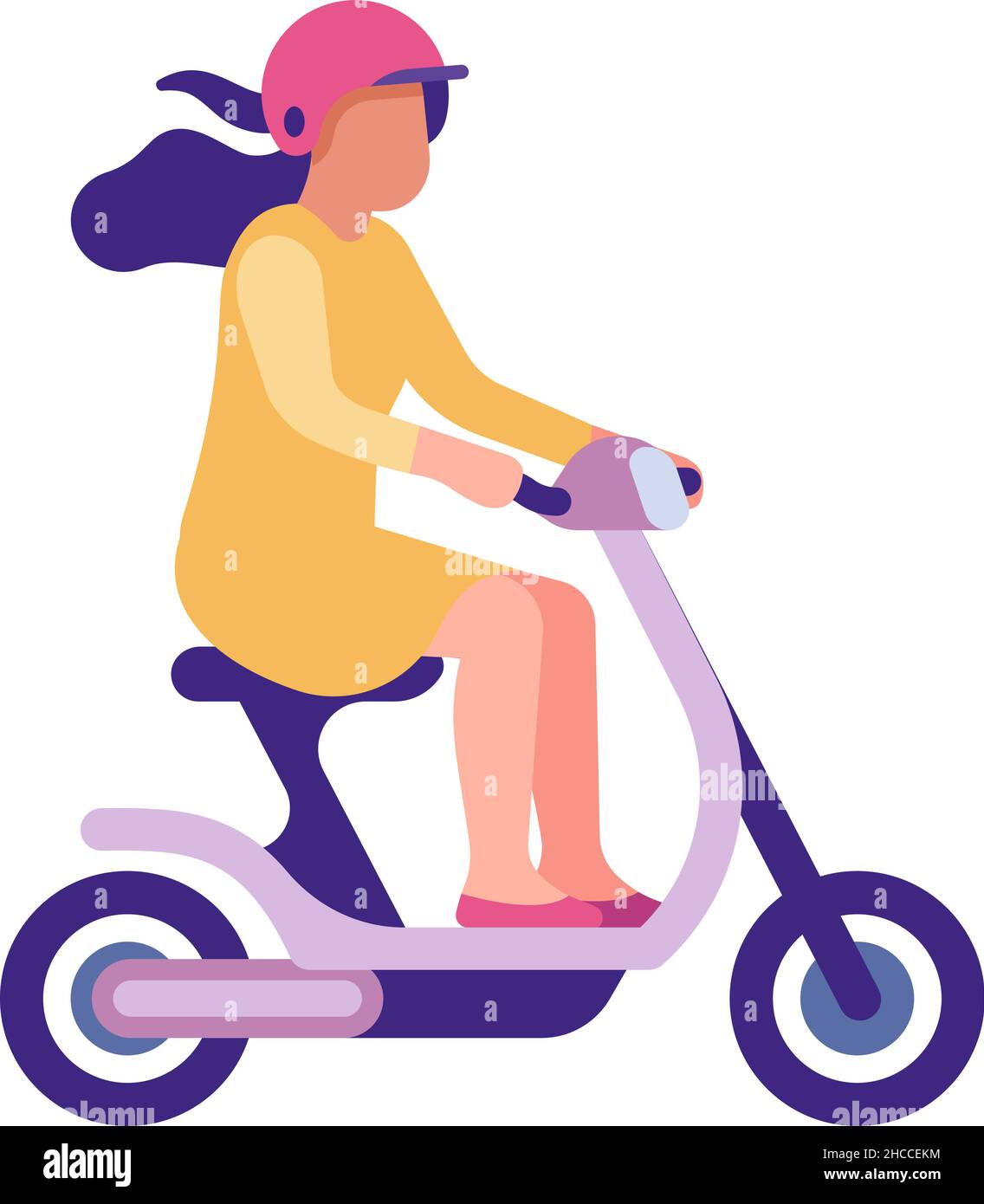Woman in helmet driving scooter. Fast urban transport Stock Vector ...