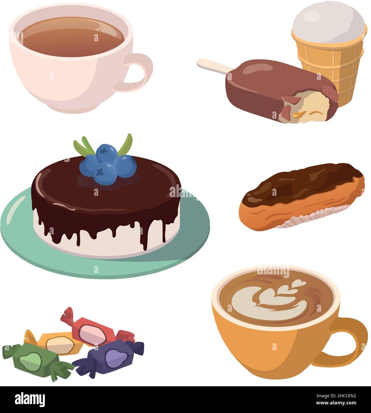 Set of various sweets on white background - Vector illustration Stock ...