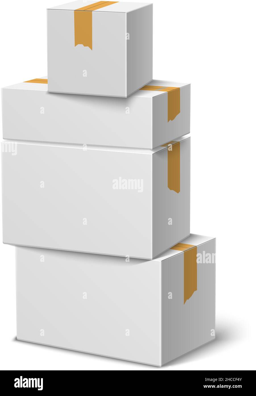 Realistic box stack. White paper packages mockup Stock Vector Image ...