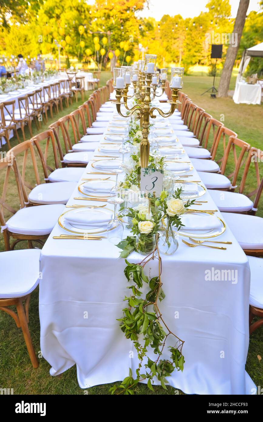 Beautiful long table white tablecloth hi-res stock photography and ...