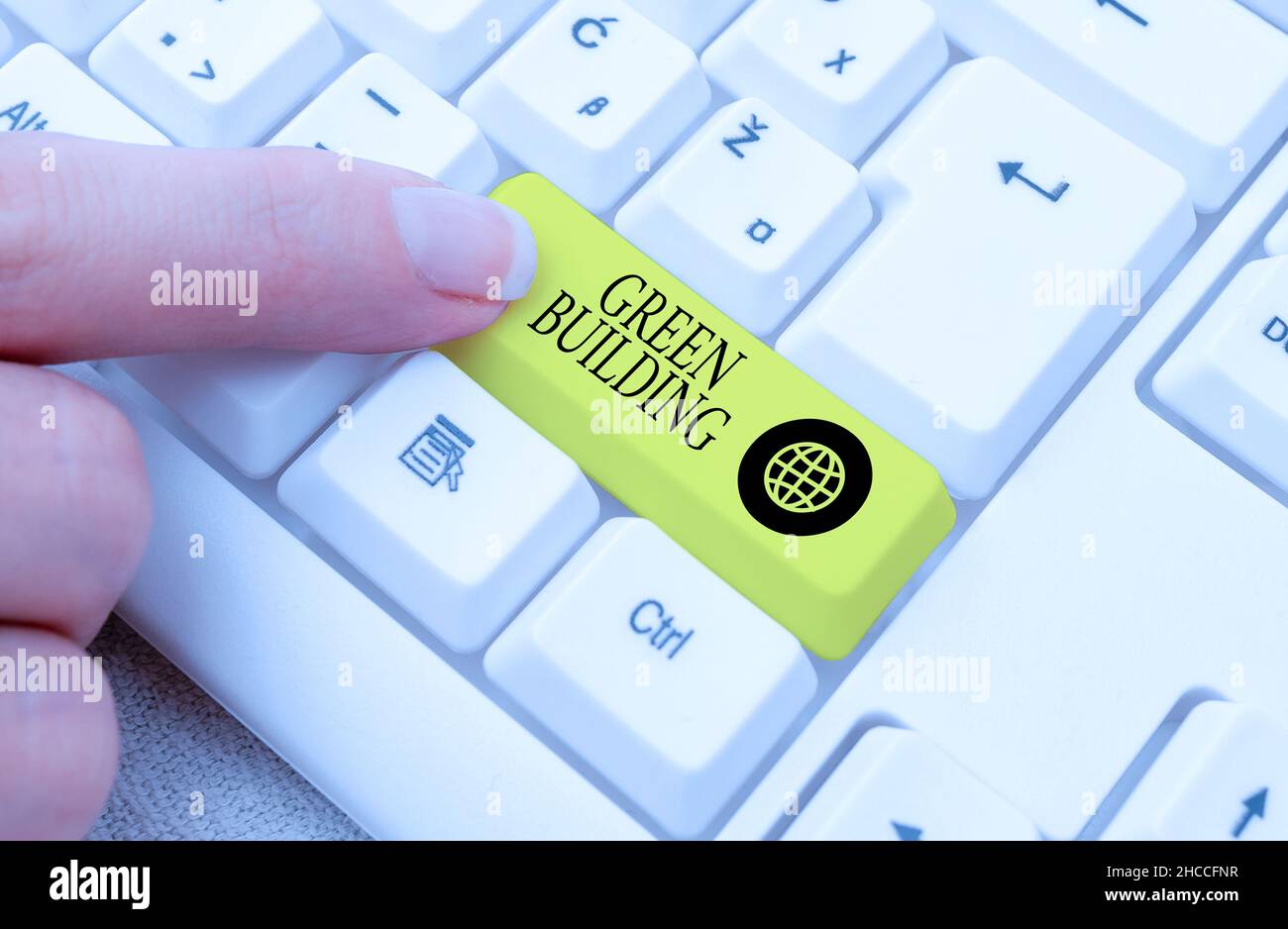 Hand writing sign Green Building. Business concept A structure that is ...