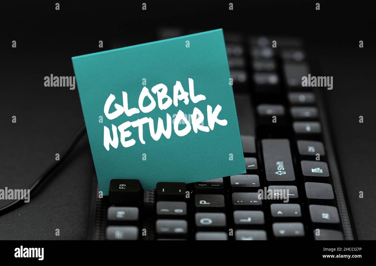 Hand writing sign Global Network. Conceptual photo Any communication ...