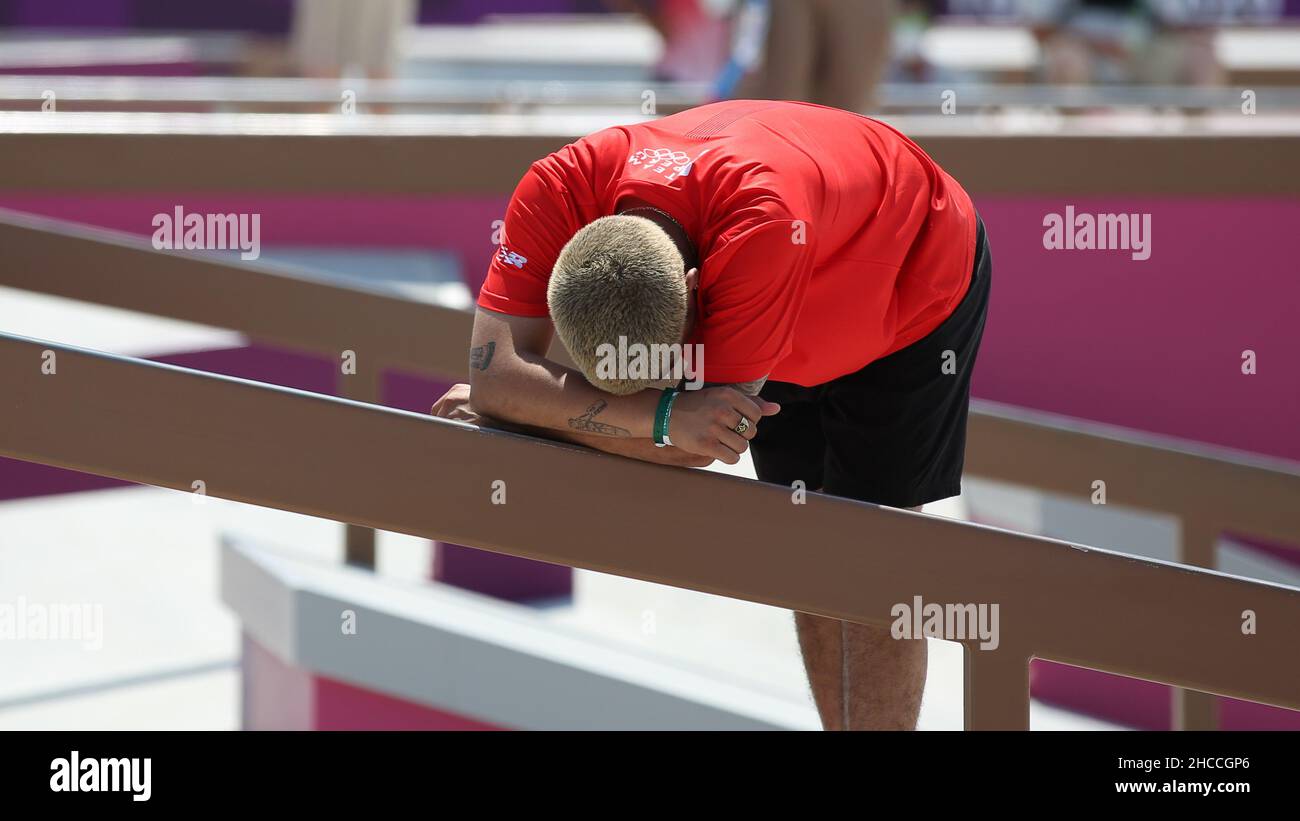 JULY 25th, 2021 - TOKYO, JAPAN: Angelo CARO NARVAEZ of Peru reacts ...