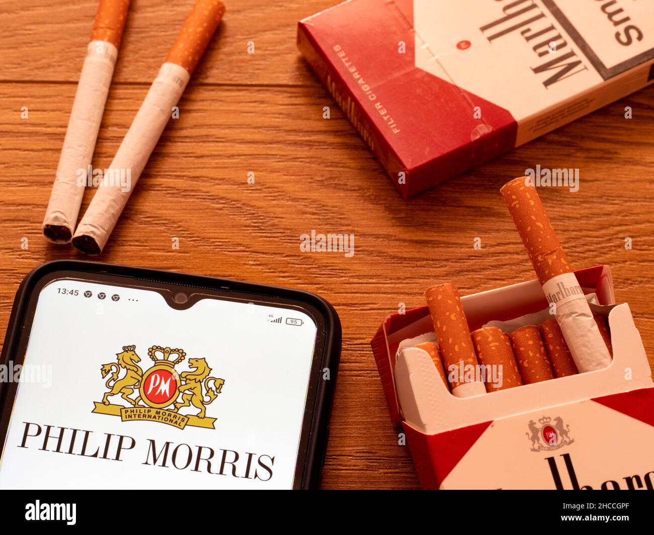 In this photo illustration Philip Morris International Inc. logo seen ...