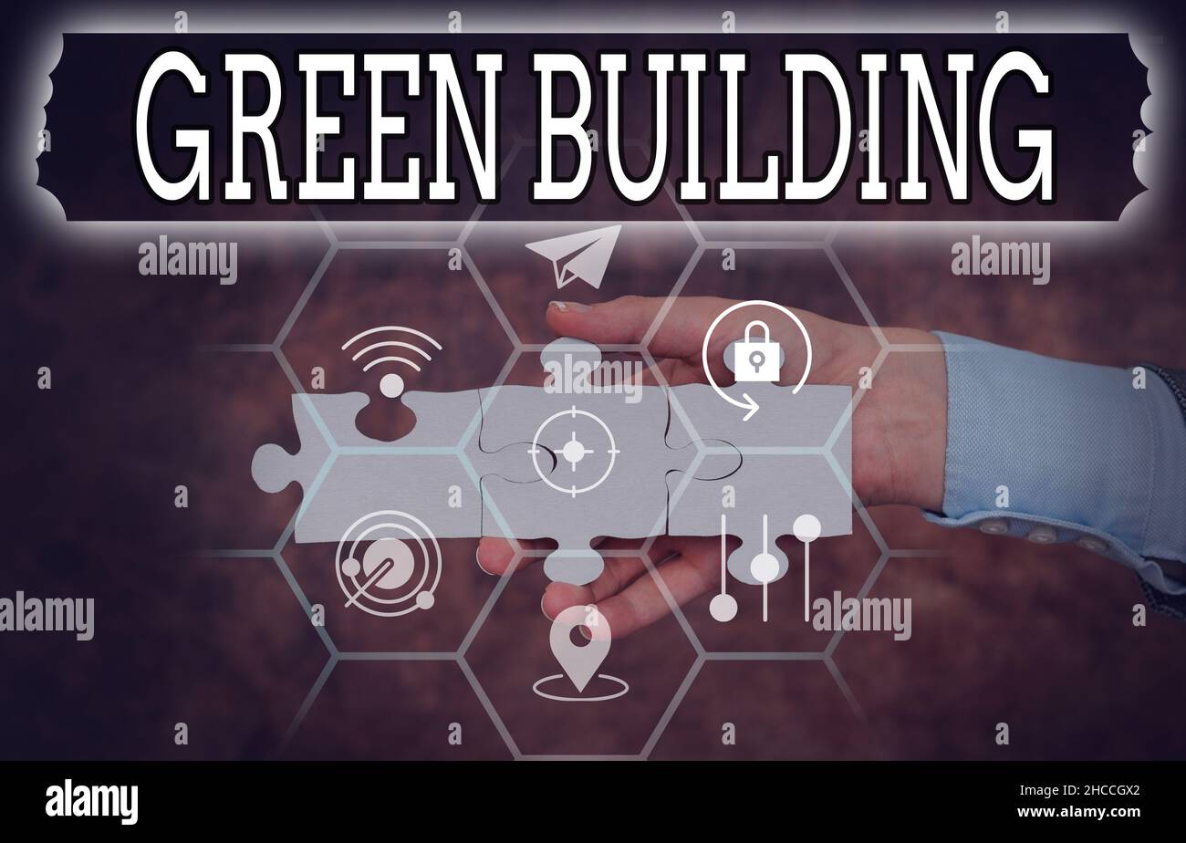 Hand writing sign Green Building. Internet Concept A structure that is ...