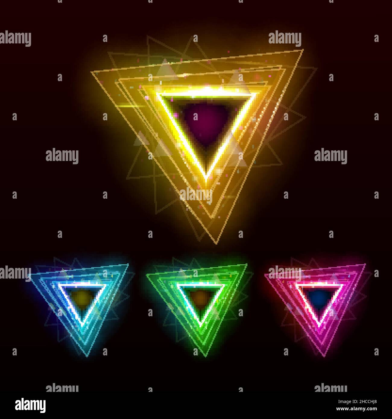 Night Club Decoration Triangle Shape Set Vector Stock Vector Image ...