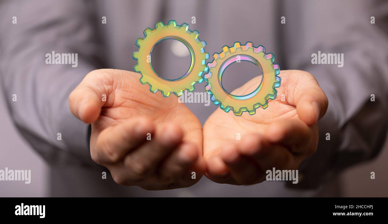 Closeup of the hands holding gears illustration. Engineering And Design ...