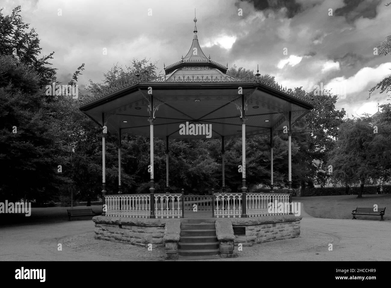 The bandstand in Hexham Park, Hexham town, Northumberland, England ...