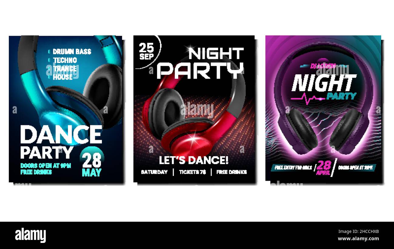 Night club music poster set vector Stock Vector Image & Art - Alamy