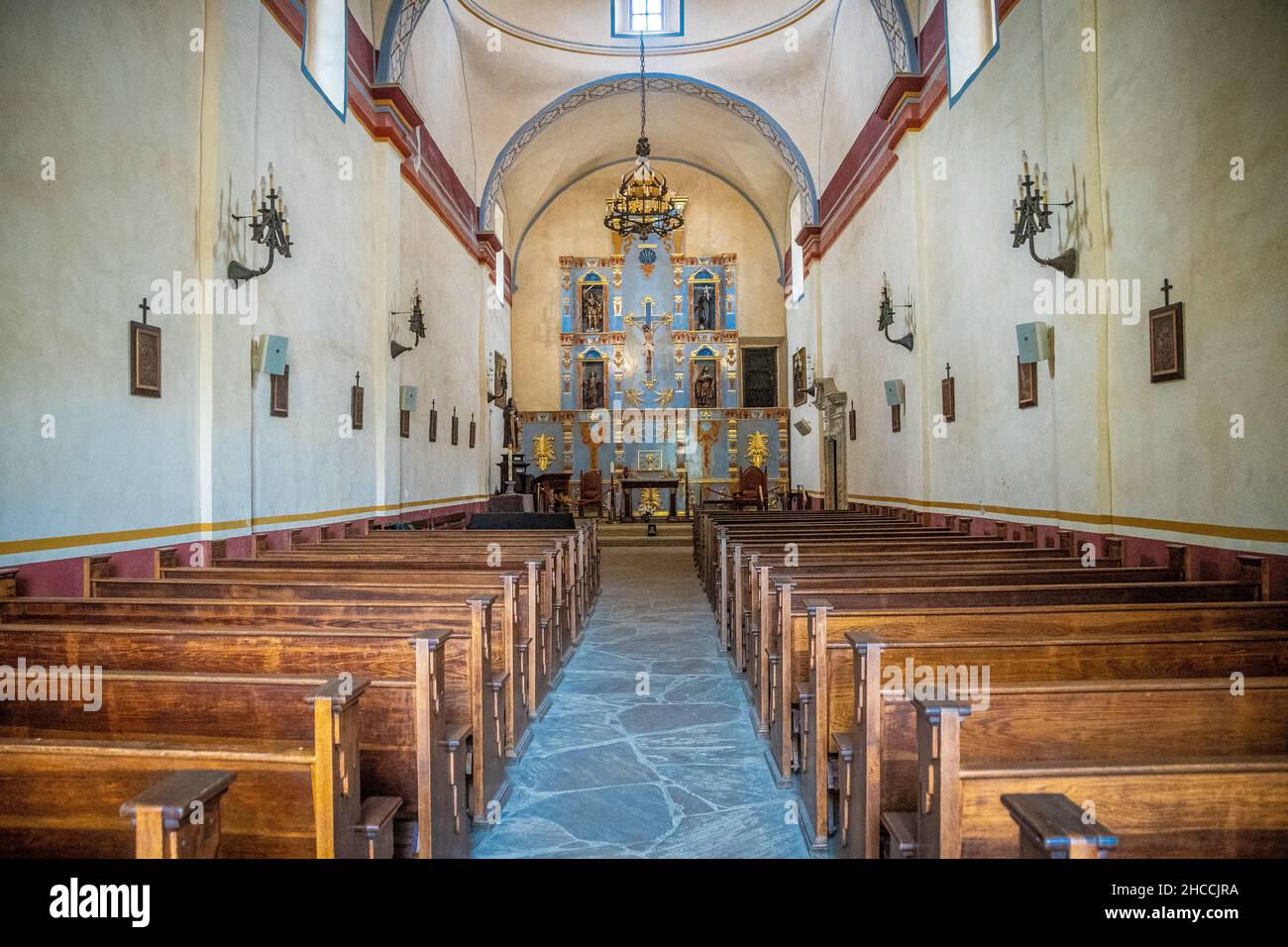 The empty chapel of Mission San Jose Stock Photo - Alamy