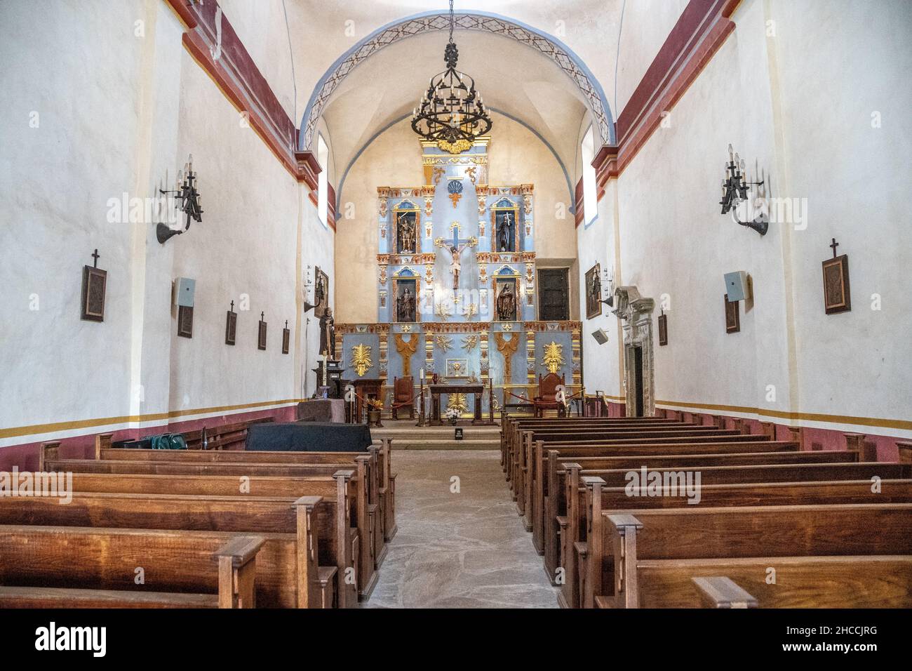 The empty chapel of Mission San Jose Stock Photo - Alamy