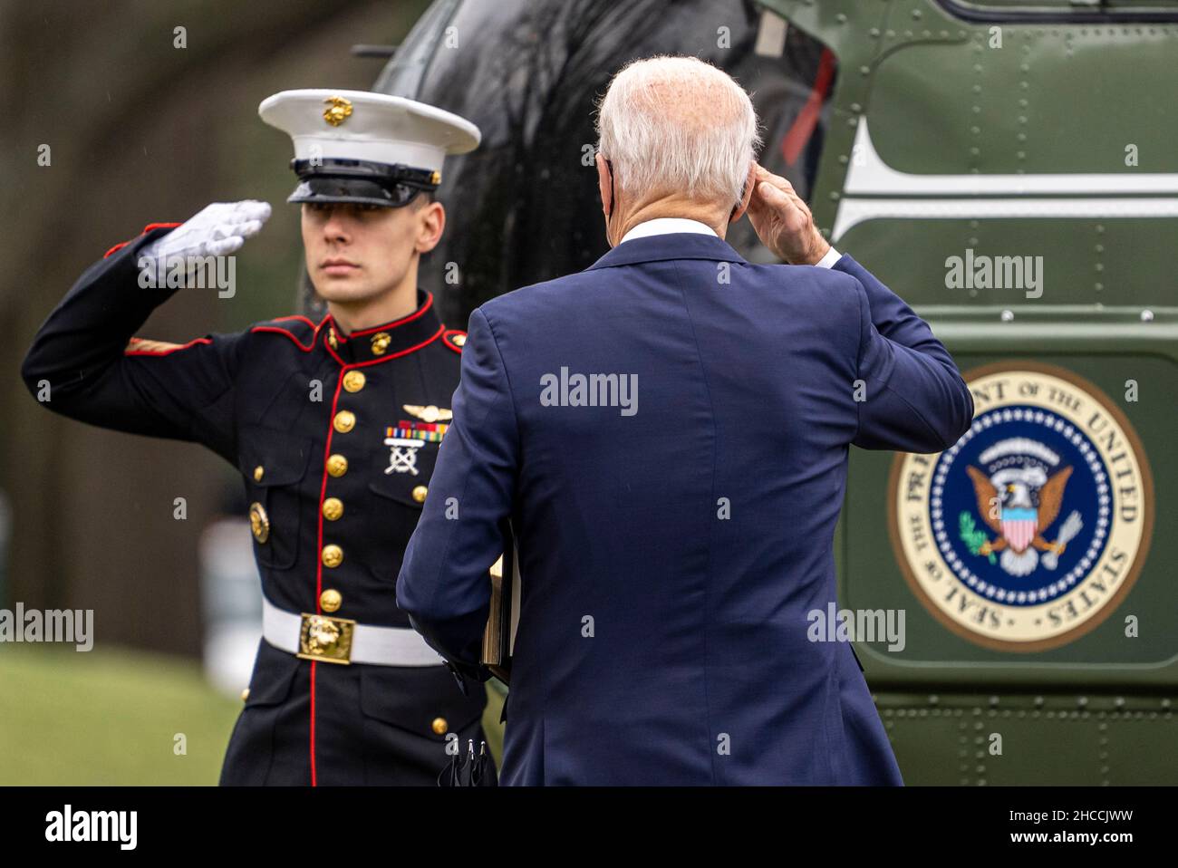Washington, United States. 27th Dec, 2021. President Joe Biden salutes ...