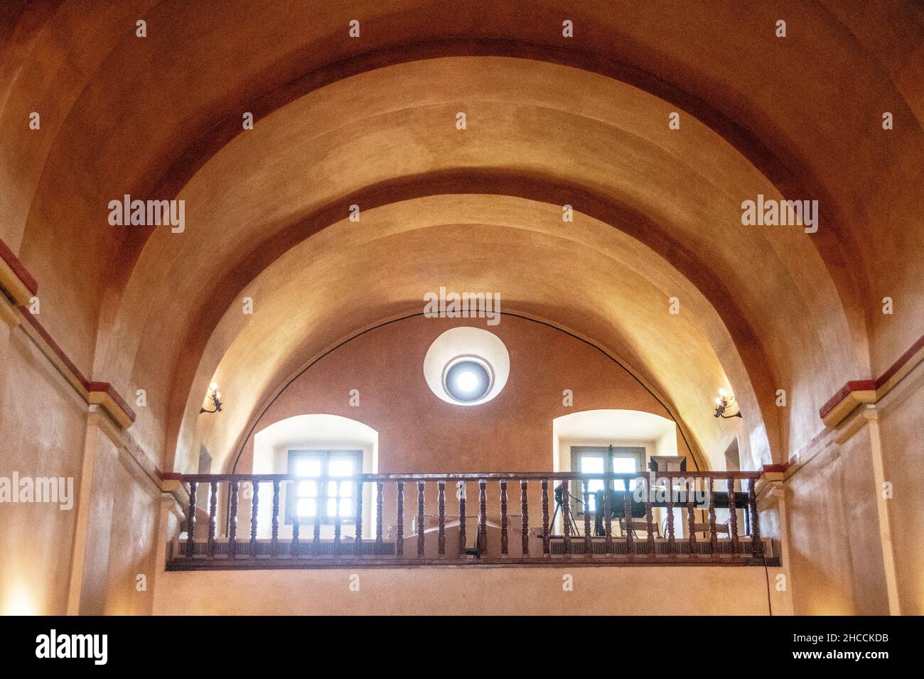 Light beaming through the windows of the upper part of the chapel Stock ...