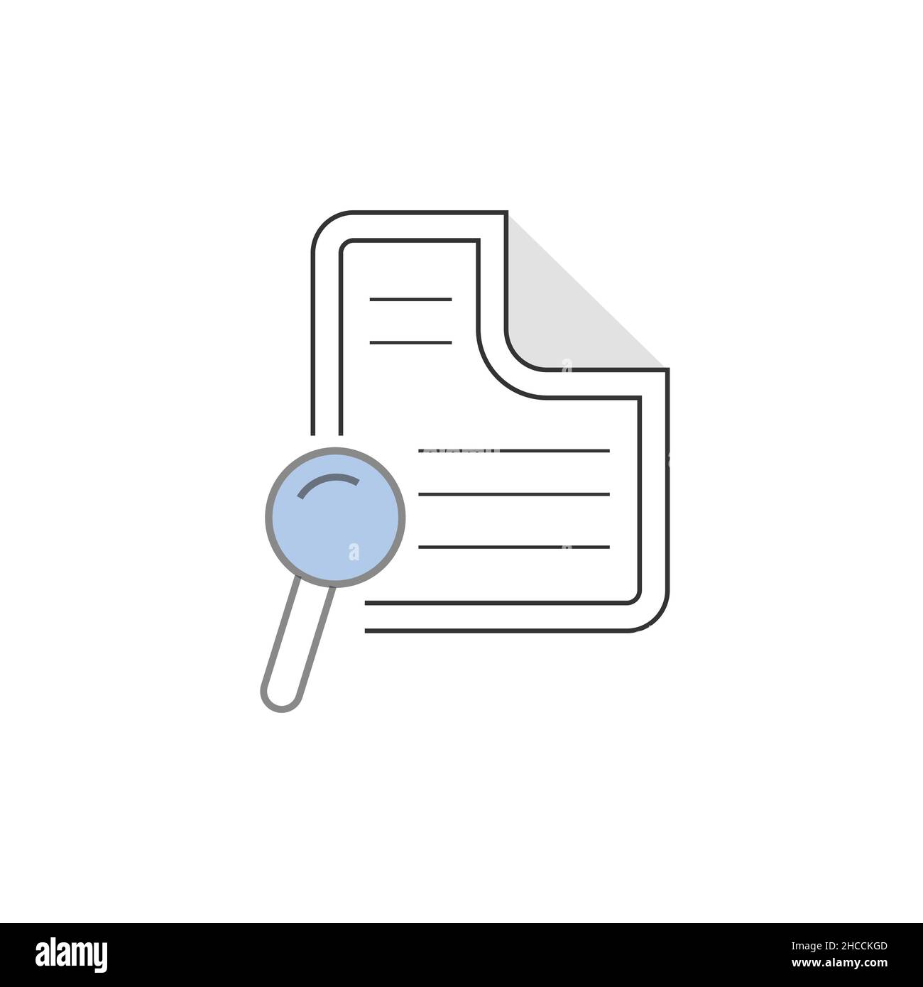 File search icon. Document page with magnifier tool symbol. Stock ...