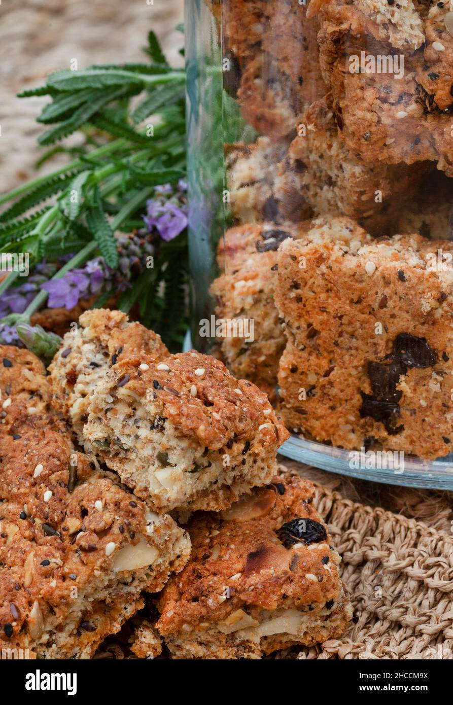 home made traditional South African rusks on rustic table Stock Photo ...