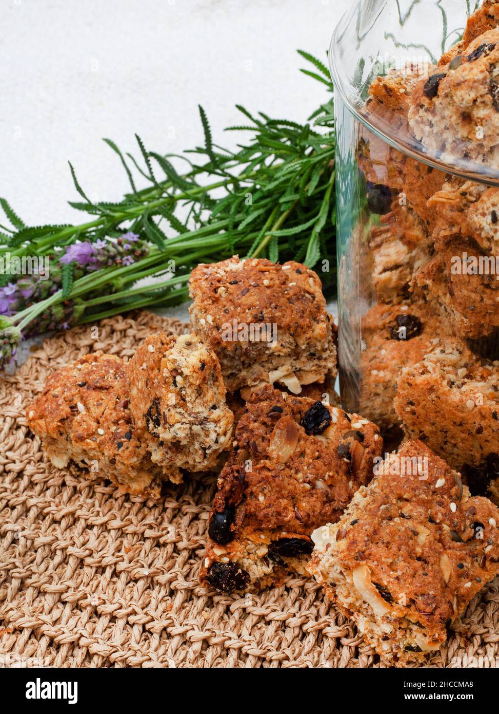 home made traditional South African rusks on rustic table Stock Photo ...